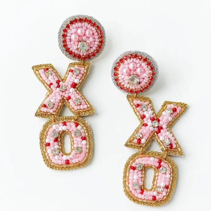 Xo Heart Seed Bead Drop Earrings Hazelwood